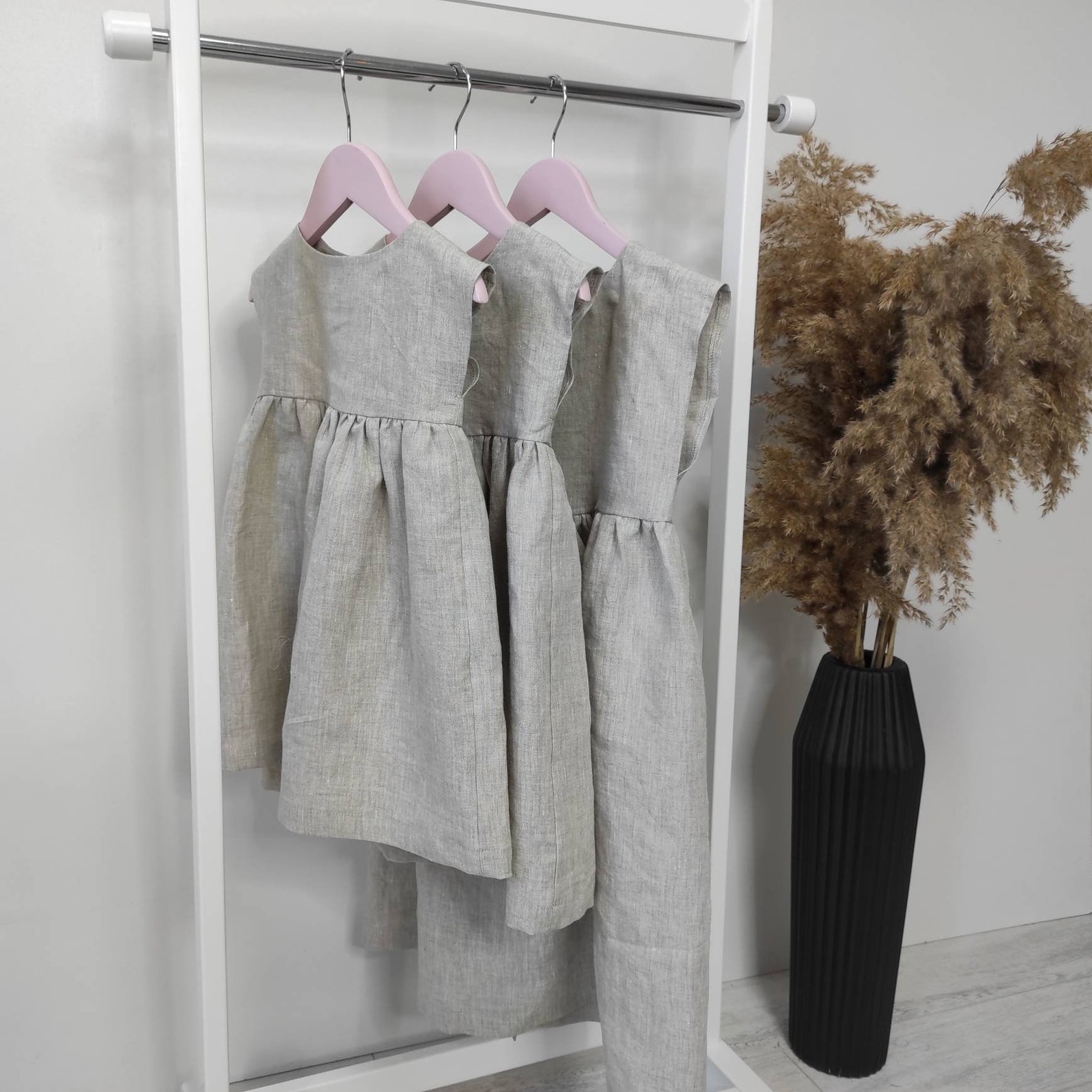 Simple Linen Girls Dress, Homespun Canvas Linen Baby Clothing, Rustic ...