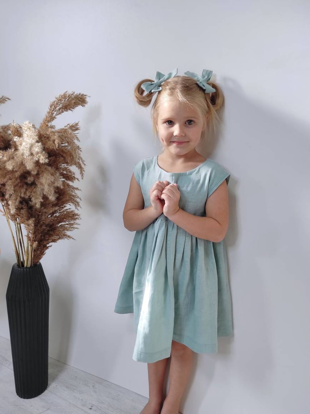 Organic Rustic Linen Baby Dress, Toddler Natural Symply Linen Baby ...