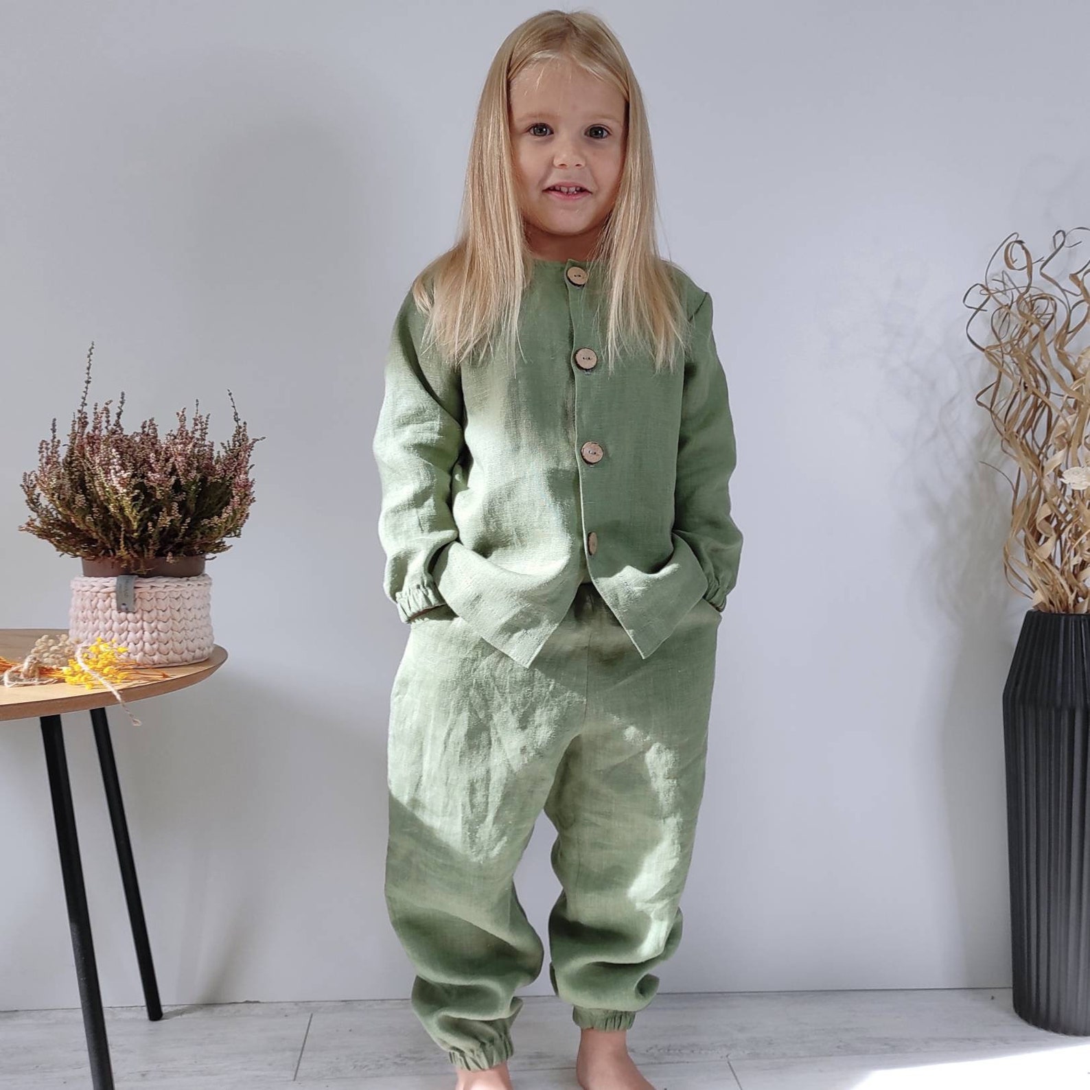 Kids Linen Pants, Organic Washed Linen Pants. Soft Linen Joggers, Harem ...