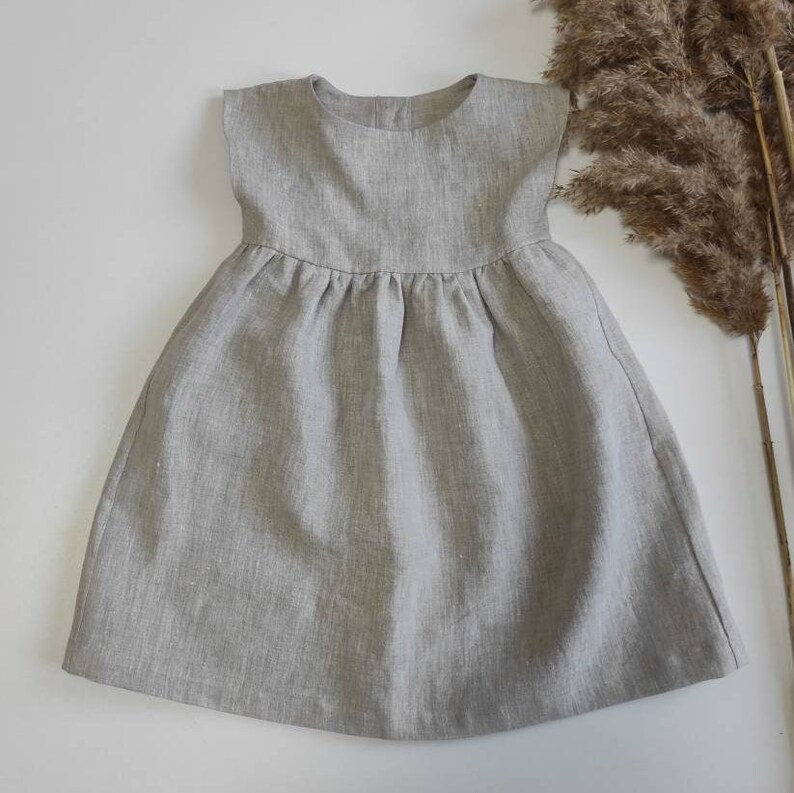 Simple Linen Girls Dress, Homespun Canvas Linen Baby Clothing, Rustic Girls Dress, Boho Everyday ...