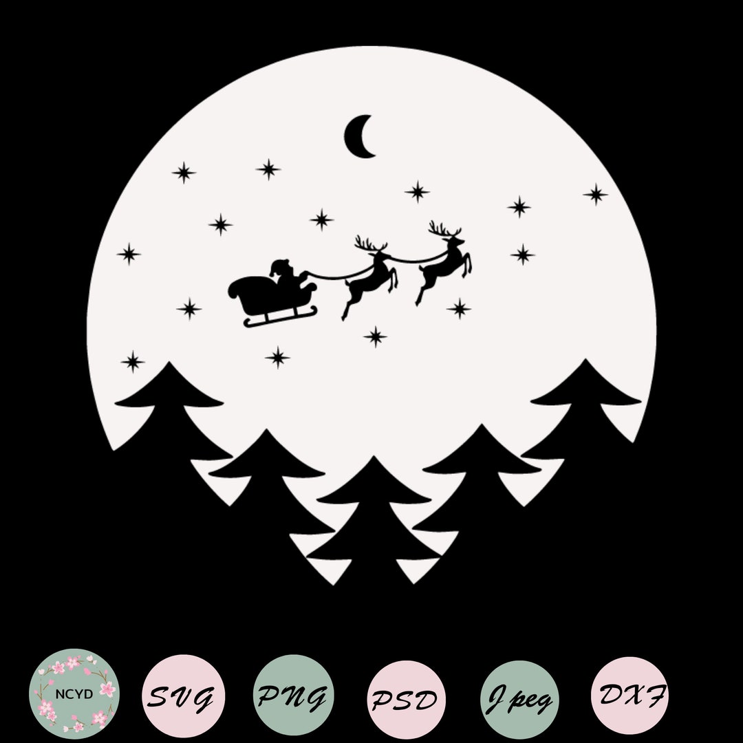 Christmas Scene With Santa Svg Png Dxf - Etsy