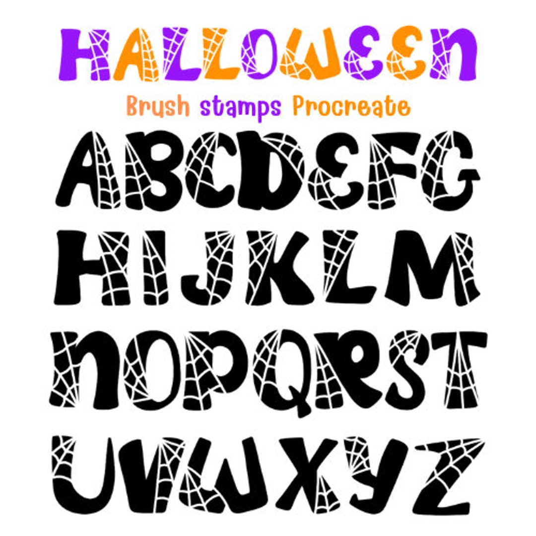 ABC Halloween Brush Stamps Procreate/ Brushes/alphabet Brush Stamps ...