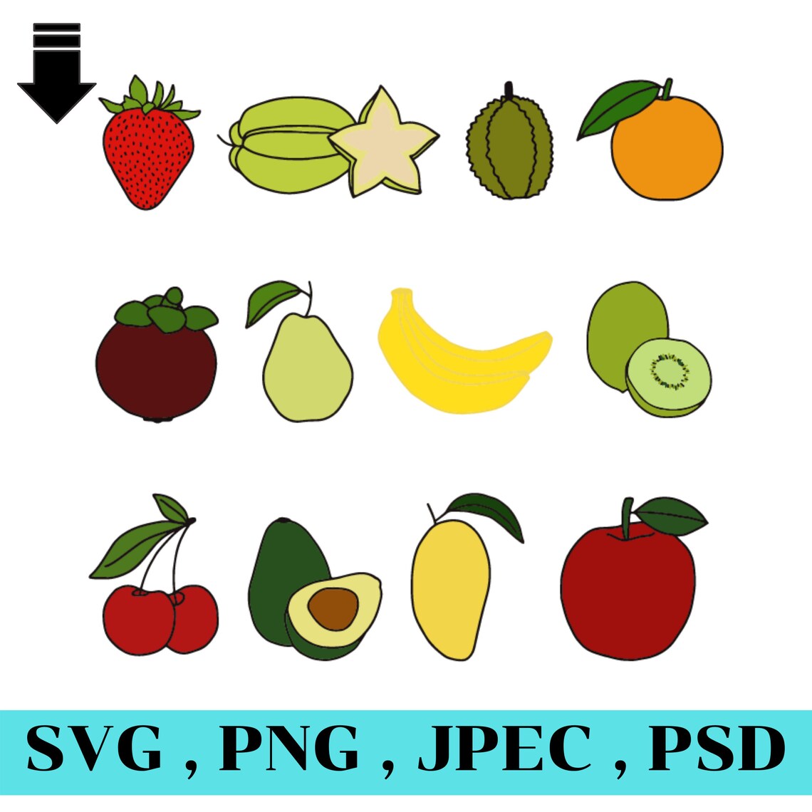 Fruits Svg Png Jpeg and Psd | Etsy