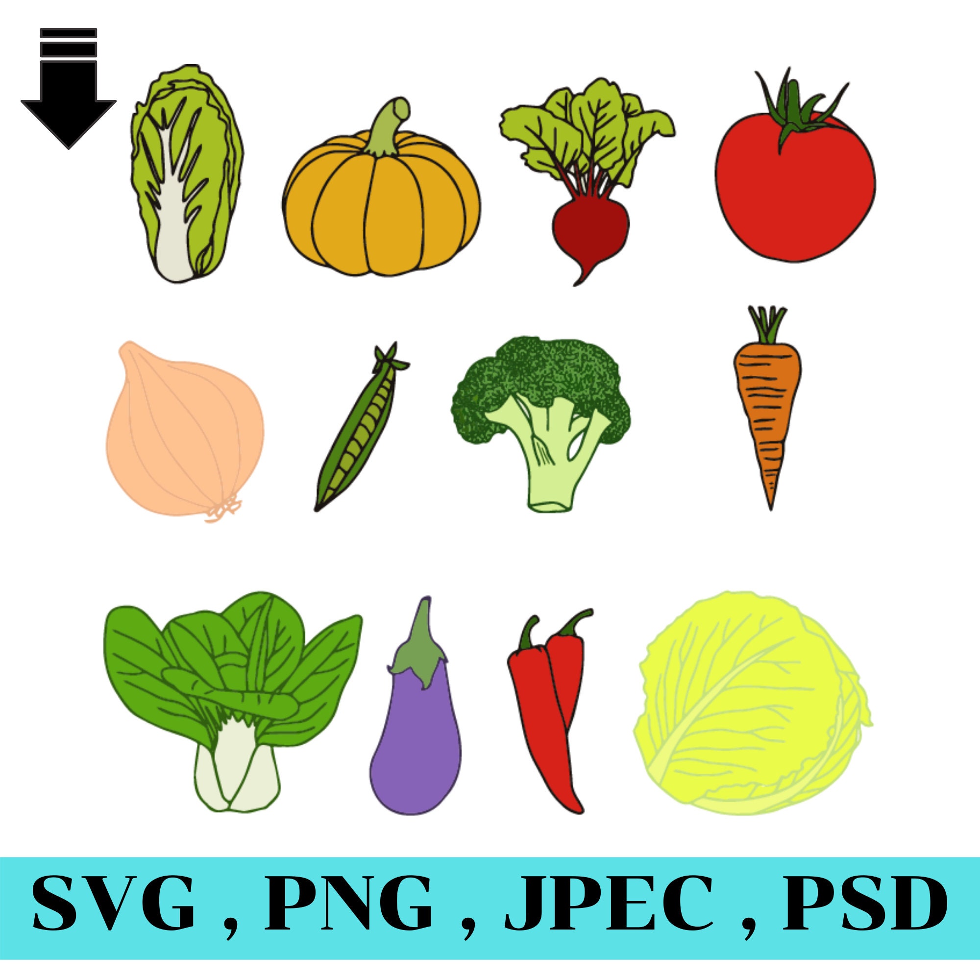 Vegetable svg food svg carrot svg vegan svg tomato svg | Etsy