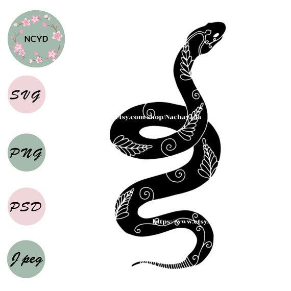 Black Snake Svg Floral Digital Files Svg - Etsy Australia