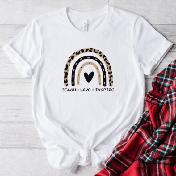 Teach Love Inspire Leopard Svgrainbow Svgback to School - Etsy