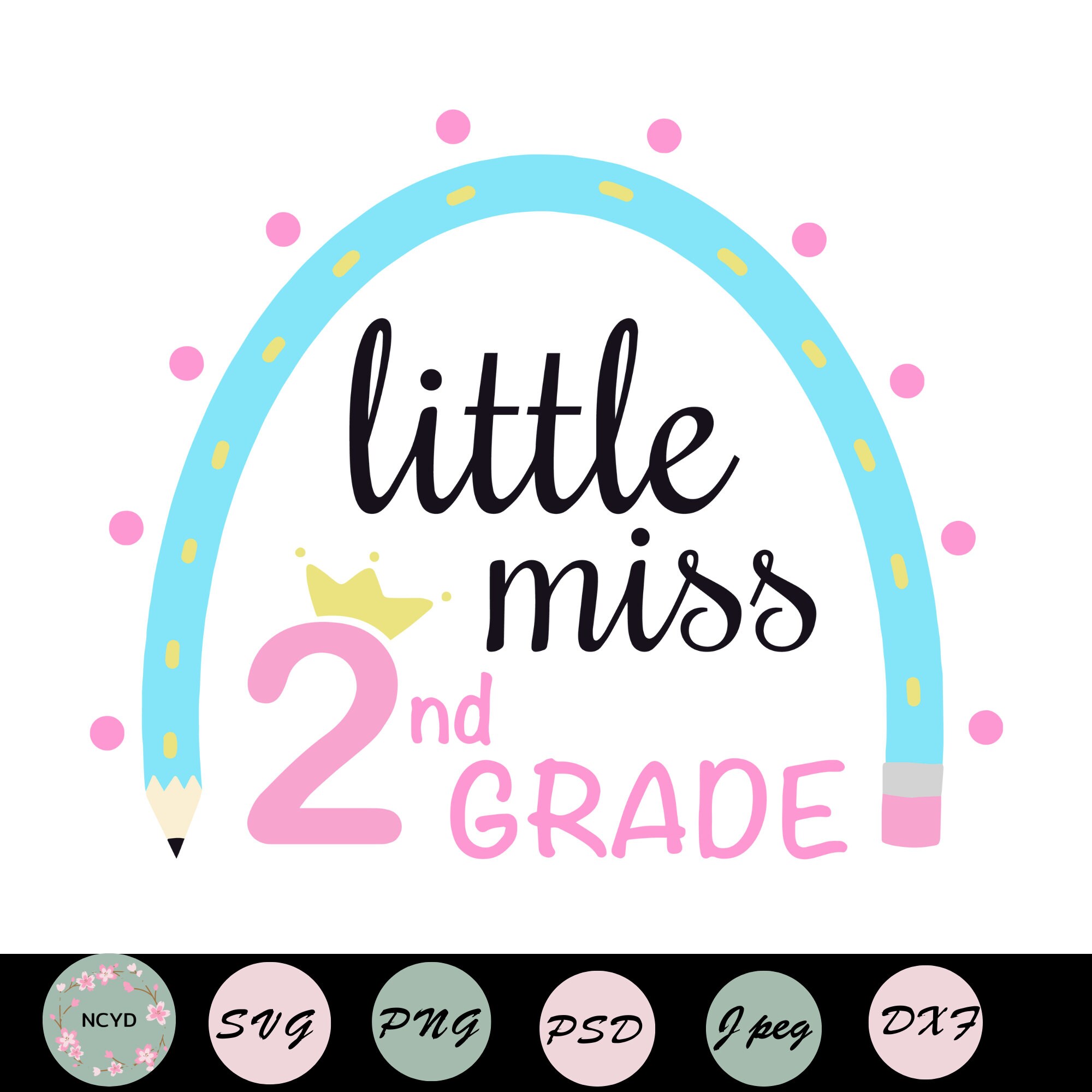 Little Miss 2nd Grade SVG: Back to School Shirt Design (digital ...