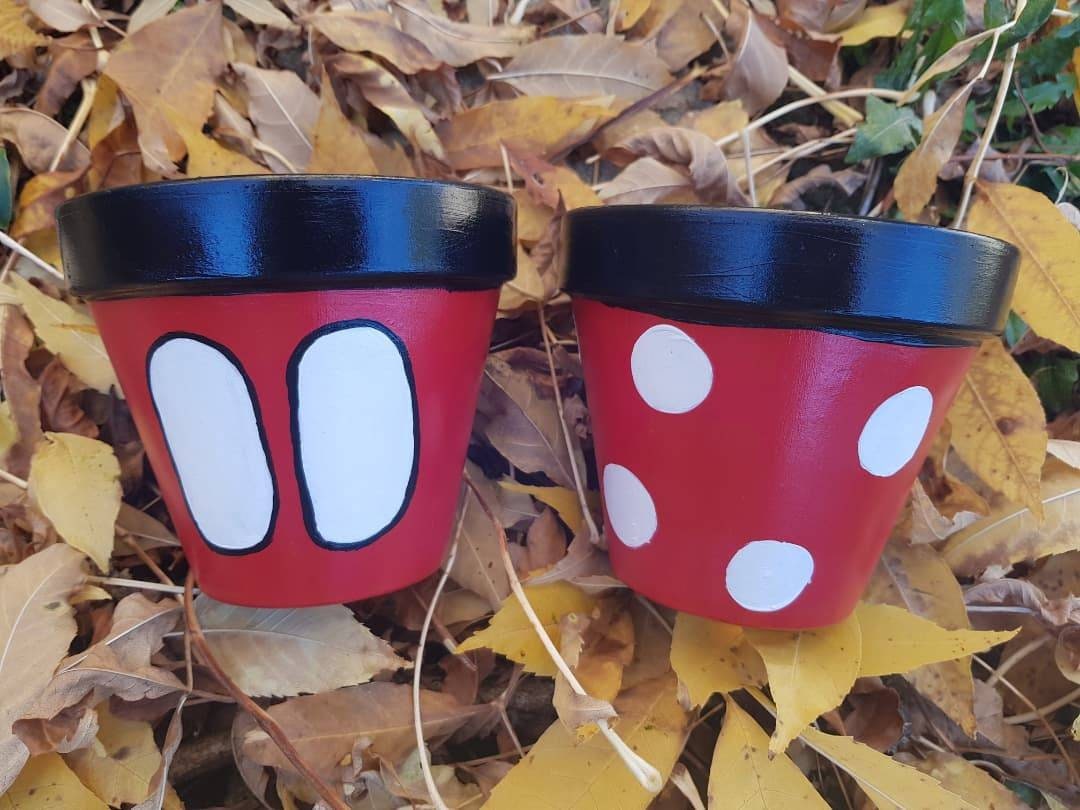 Mickey and Minnie Hand Painted Plant Pots - Etsy