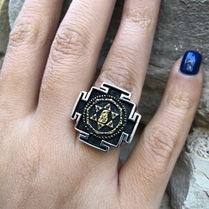 Sterling Silver Krishna Ring: Vishnu Yantra Talisman, God of Protection ...