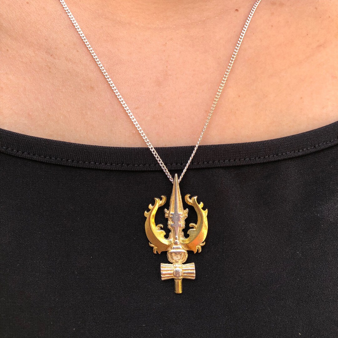 Sterling Silver Lord Shiva Trishul Pendant: Hindu God Charm - Etsy