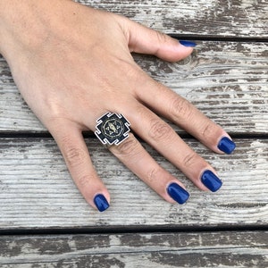 Sterling Silver Krishna Ring: Vishnu Yantra Talisman, God of Protection ...