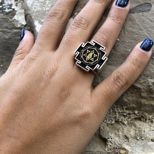 Sterling Silver Krishna Ring: Vishnu Yantra Talisman, God of Protection ...