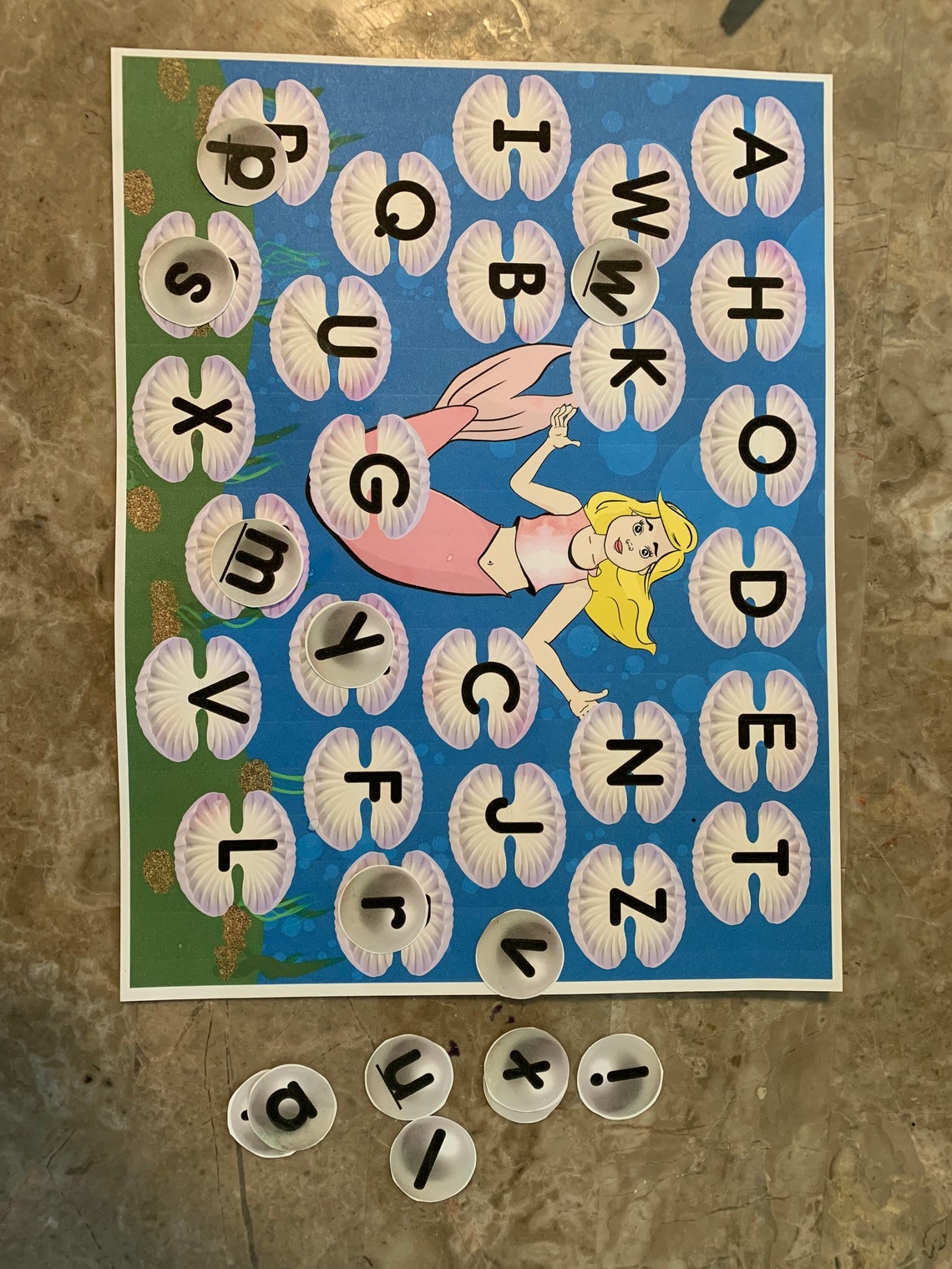 Mermaid Themed Alphabet Matching Game - Etsy