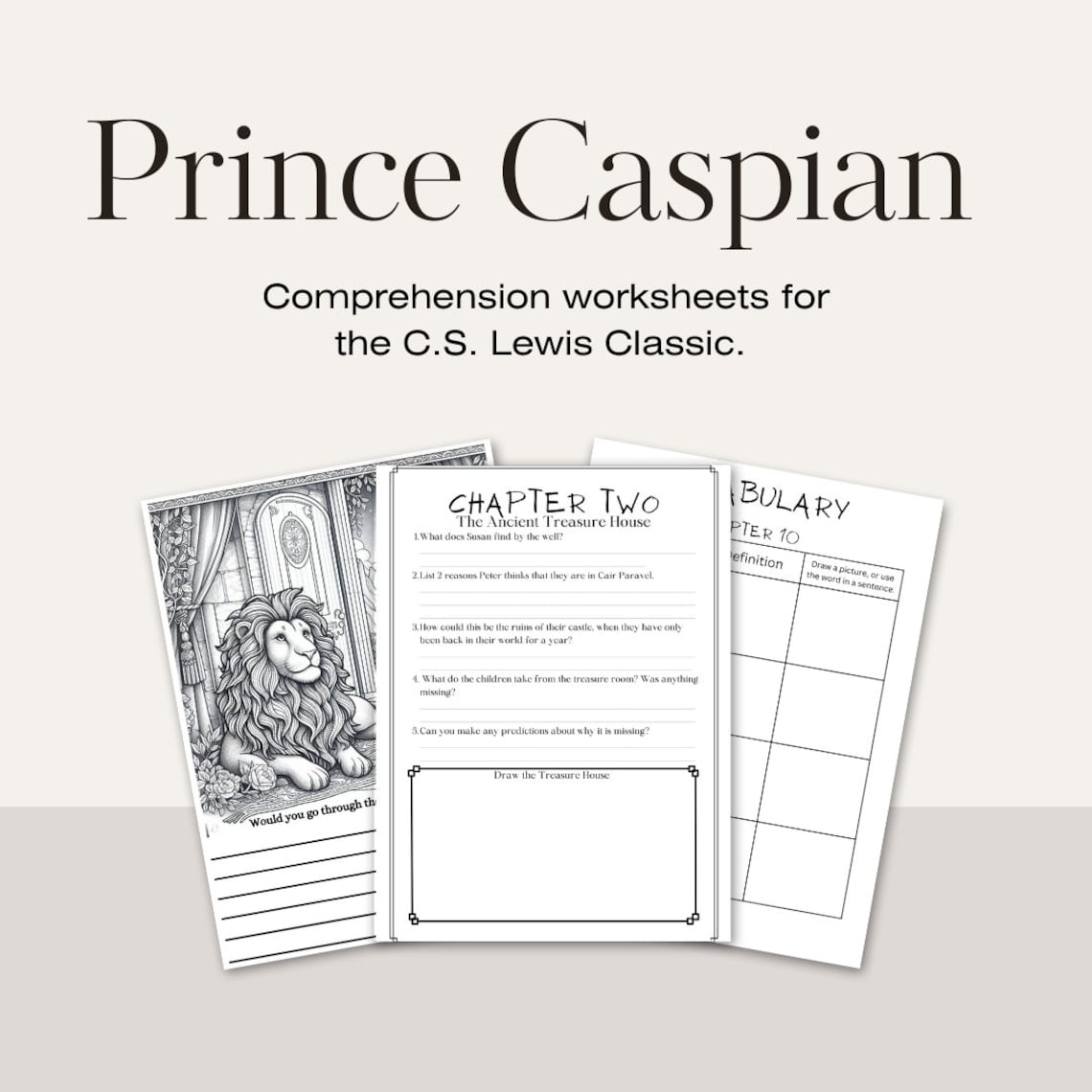 Narnia- Prince Caspian Comprehension Workbook - Etsy