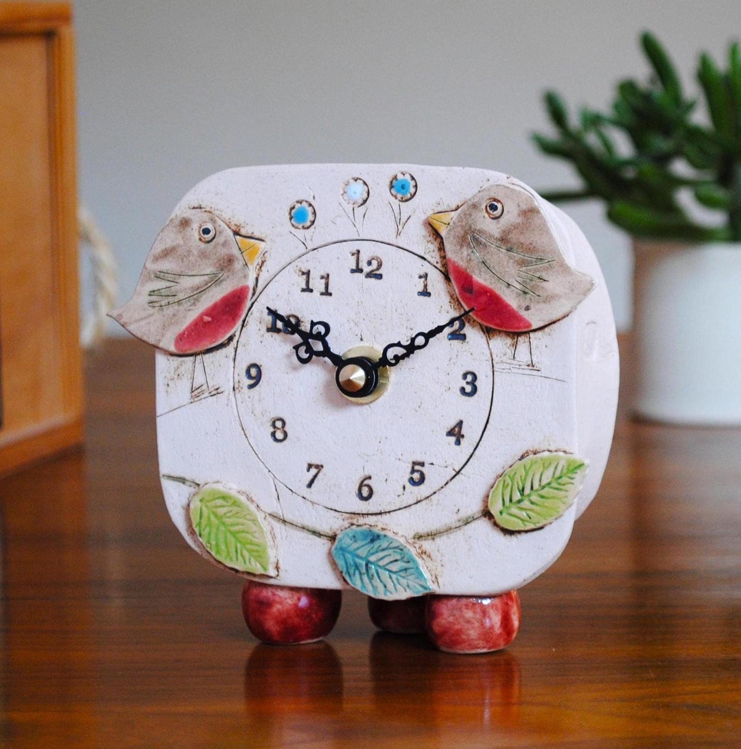Handmade Ceramic Robin Clock: Quirky Mantelpiece Decor - Etsy UK