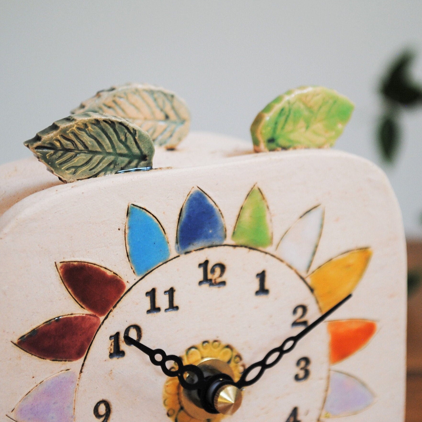 Small Handmade Analogue Clock With Daisy and Colorful Petals. Unusual ...