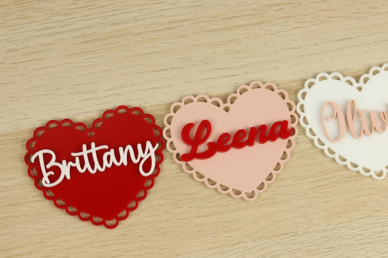 Valentine's Day Basket Tag, Personalized Name Tag, Laser Cut Heart Name ...