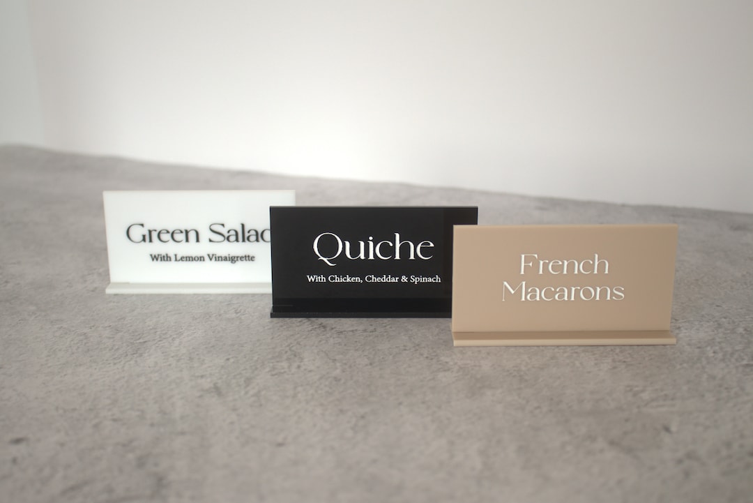 Custom Catering Signs, Food Label Signs, Acrylic Food Labels, Dessert ...