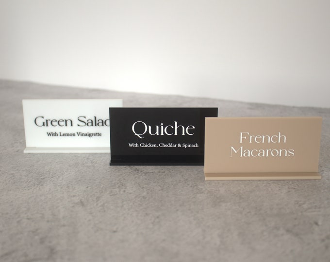 Custom Catering Signs, Food Label Signs, Acrylic Food Labels, Dessert ...