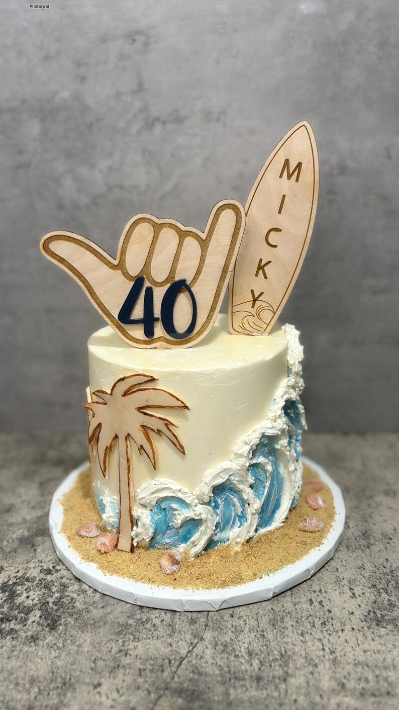 Surfs up Cake Topper, Custom Surfboard Cake Topper, the Big One, First ...