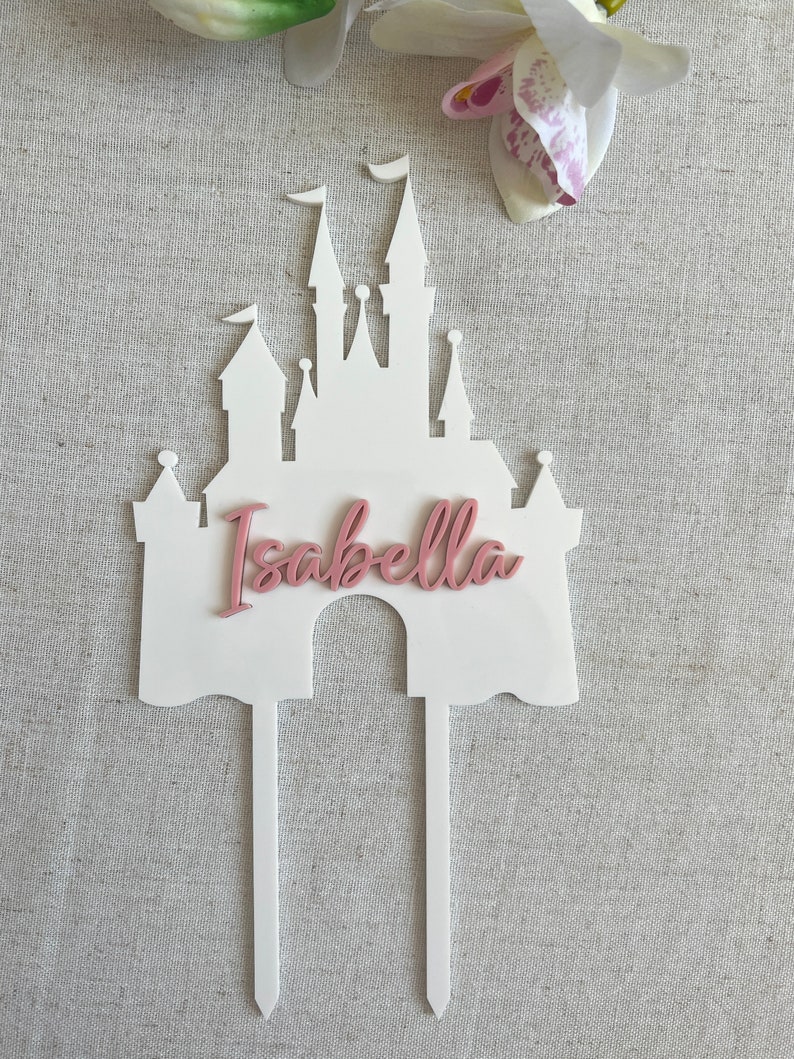 Personalized Castle Cake Topper, Princess Themed, Birthday Cake Topper ...