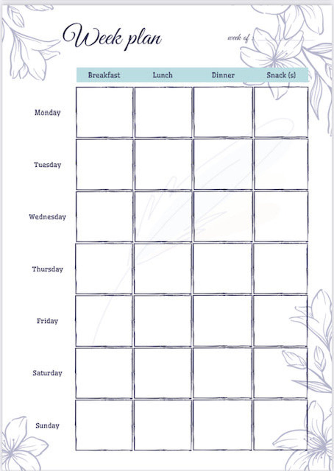 Printable Meal Planner Diet & Nutrition Tracker Weekly Meal - Etsy