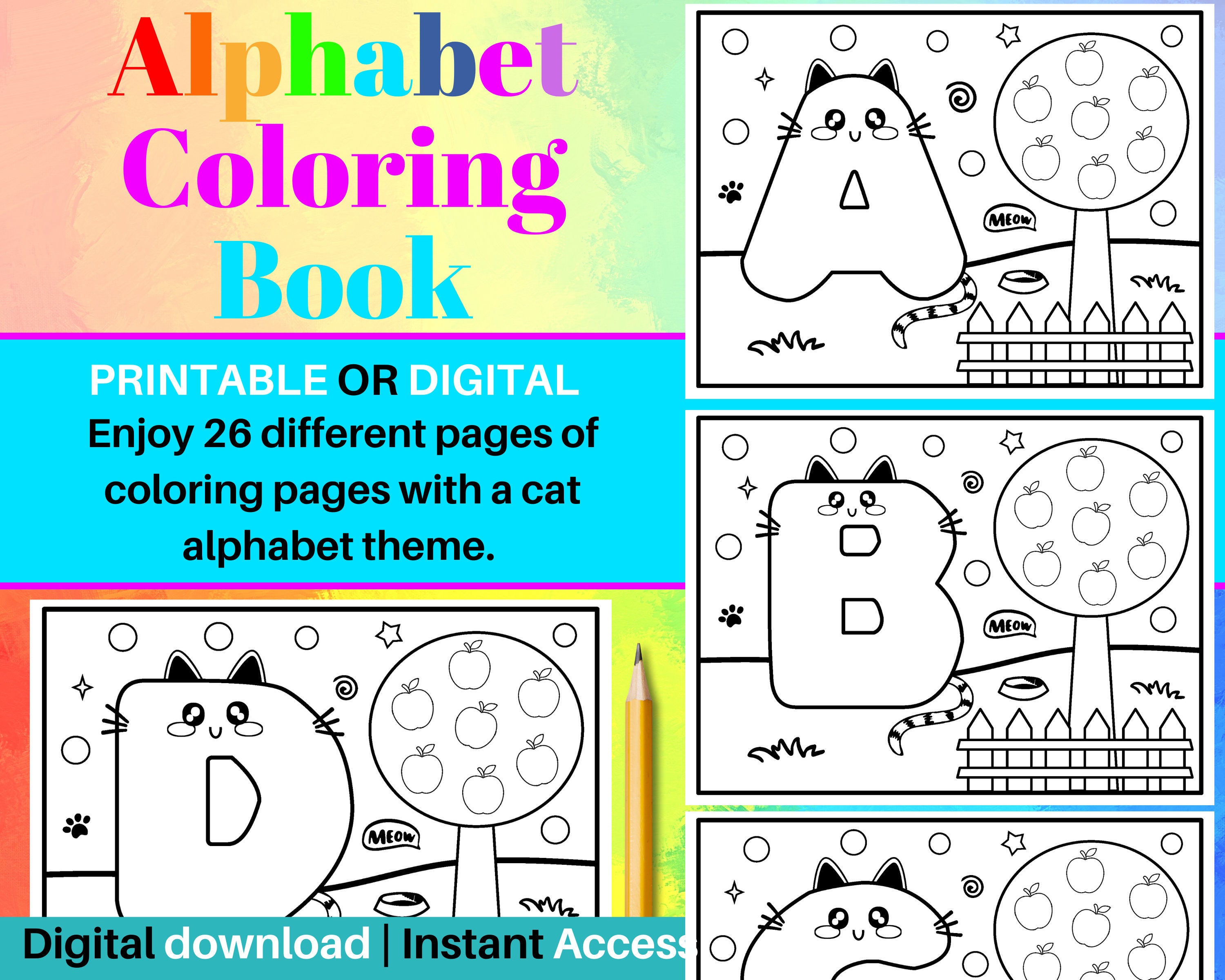 Alphabet Coloring Book for Kids, Printable Kids Coloring Book Pages ...