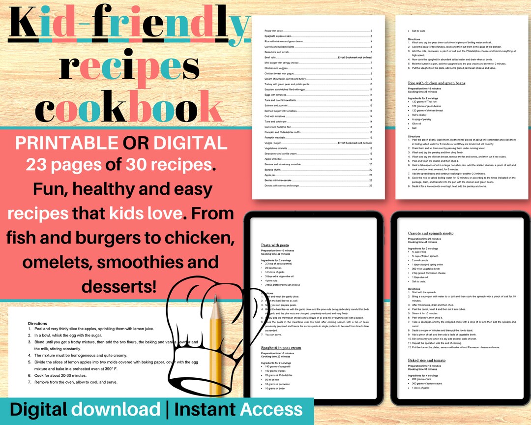 Kids Cookbook Printable Recipe Book, Healthy Recipes for Children ...