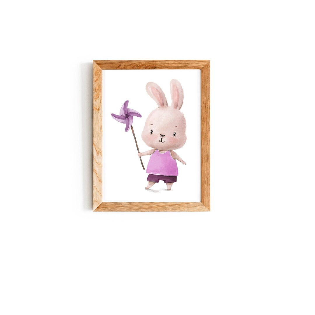 Poster Rabbit Children's Room Mural Bunny Baby Room Animals Picture ...
