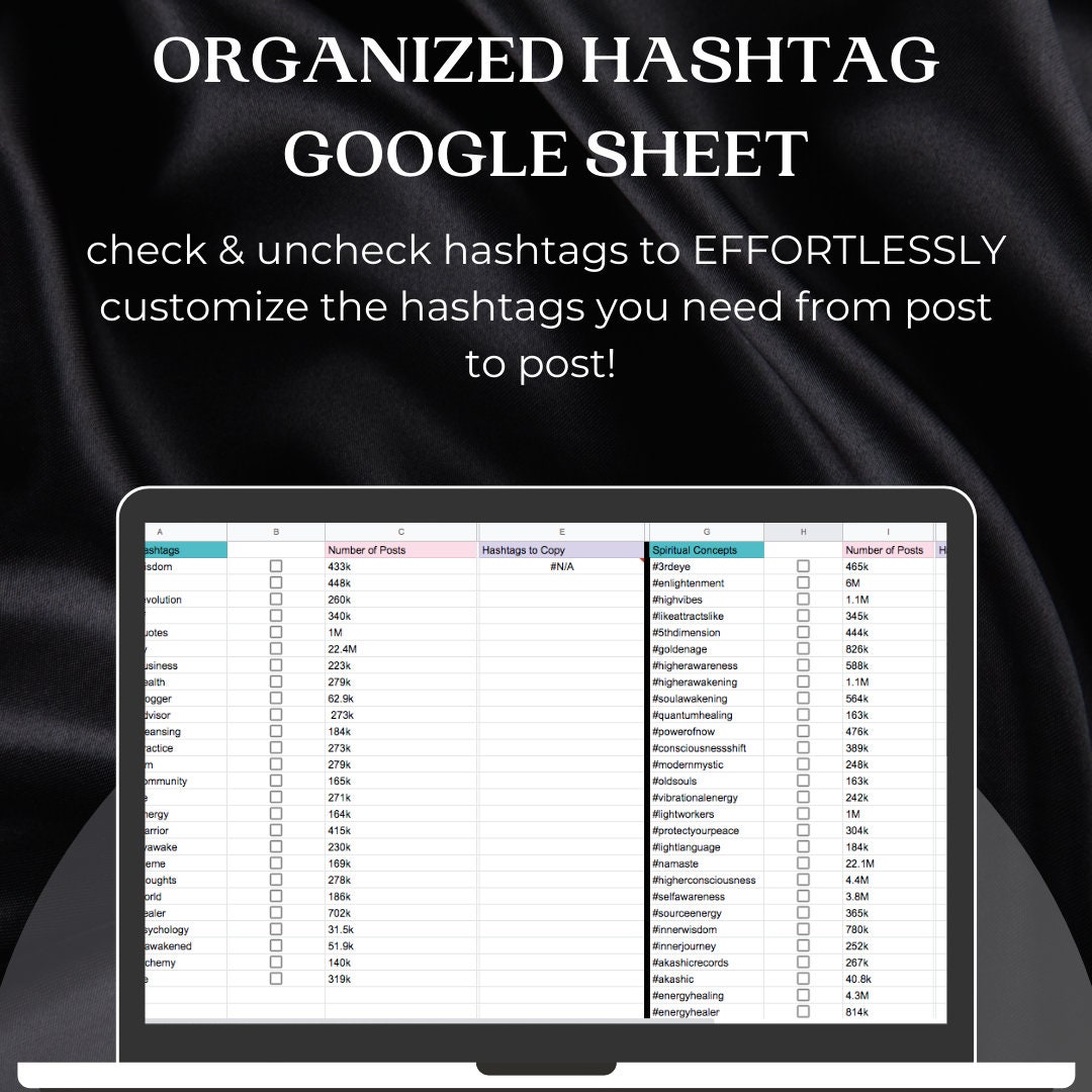 Hashtag Excel/google Sheet Checkable List - Etsy