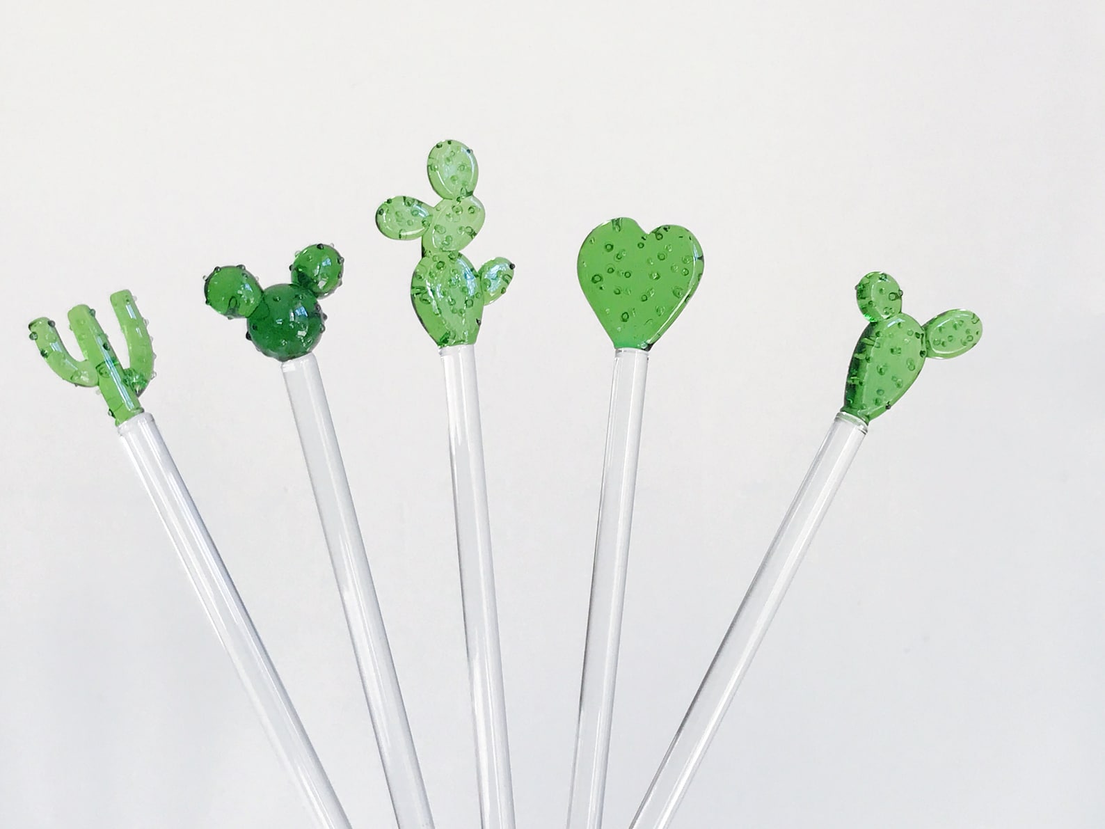 Cactus Glass Cocktail Swizzle Stick-long Handle Cactus Stirrer - Etsy