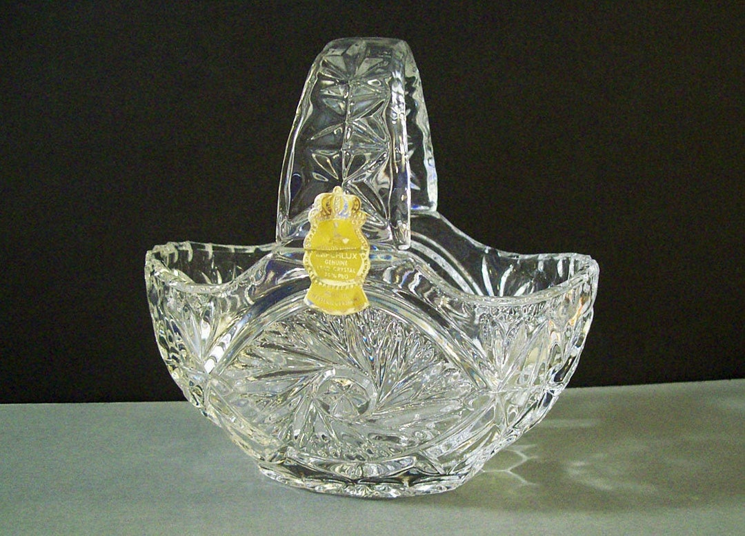 IMPERLUX CRYSTAL BASKET With Handle – Pinwheel and Star Pattern – Lead ...