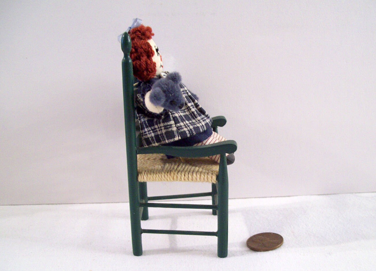 Miniature RAGGEDY ANN in Chair With Torn BEAR 4.25 Vintage 1990s Very ...