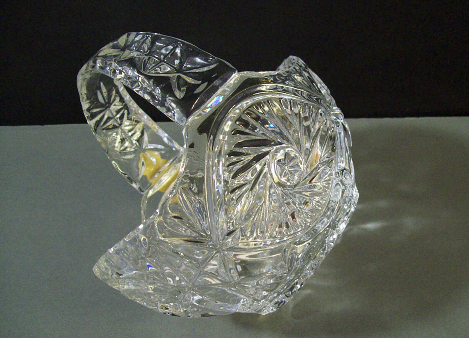 IMPERLUX CRYSTAL BASKET With Handle Pinwheel and Star Pattern Lead ...