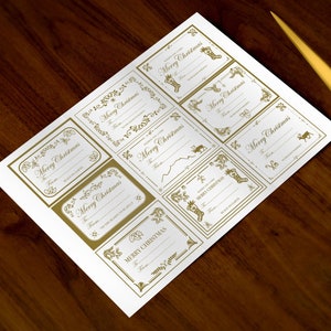 Vintage Christmas Stickers, Printable, Gold, Christmas Labels ...