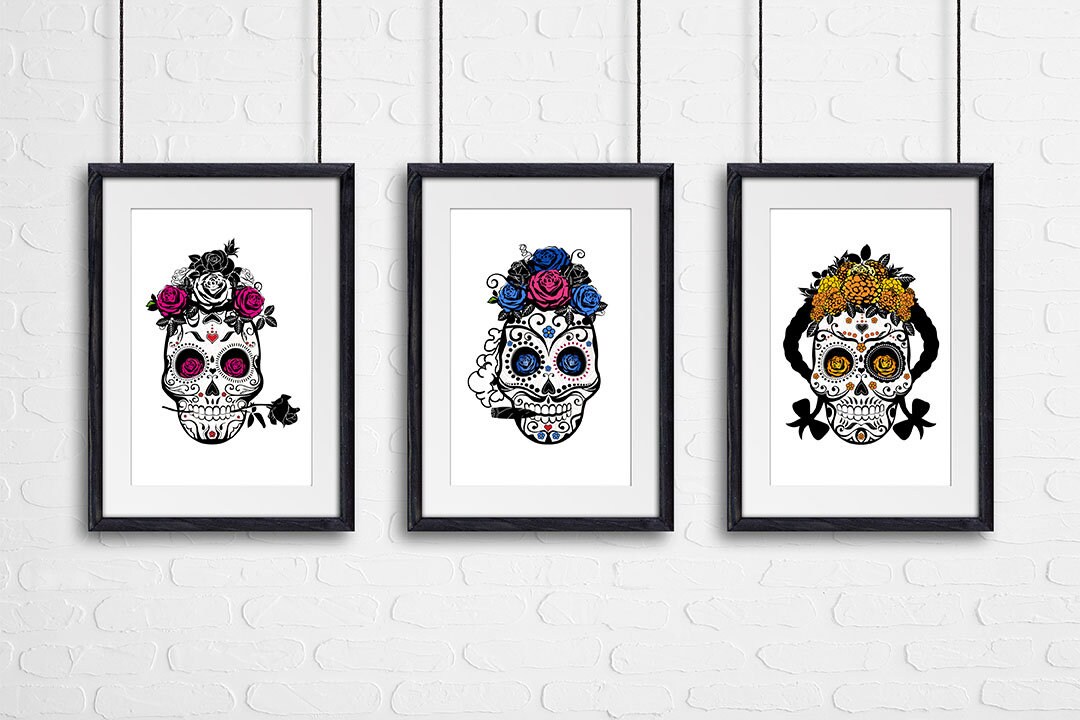 Fun Scull, Skeleton, Calavera Printable Tryptic for Day of the Dead ...