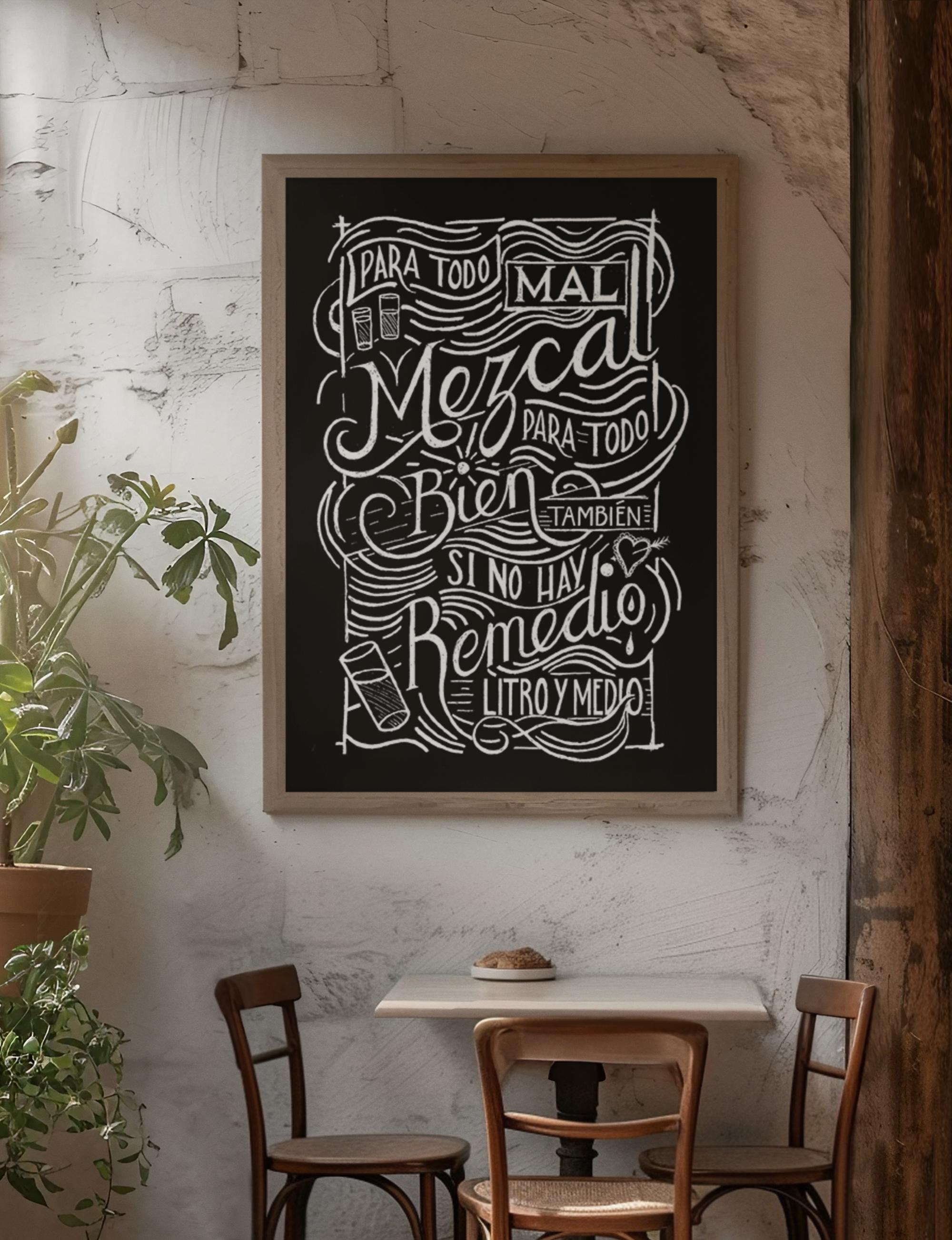 Mexican Poster Retro Mezcal. Calligraphy, Hand Painted, Unique Wall ...