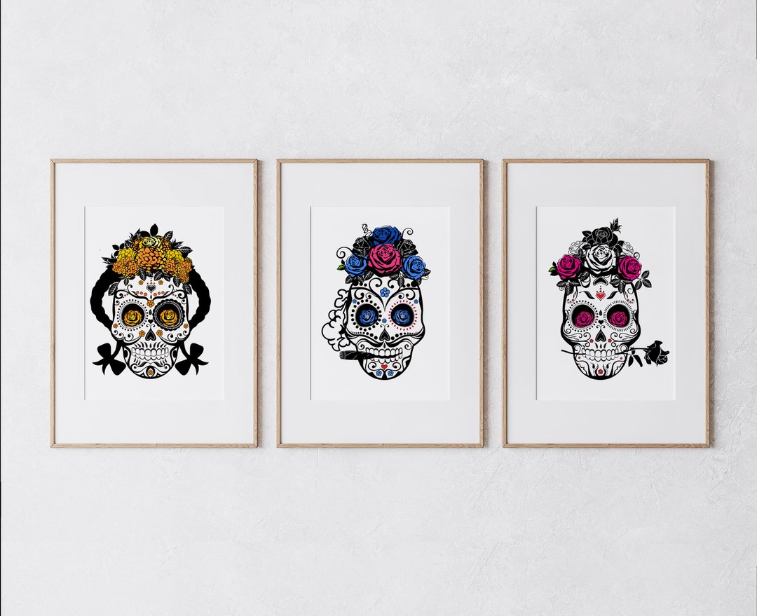 Fun Scull, Skeleton, Calavera Printable Tryptic for Day of the Dead ...