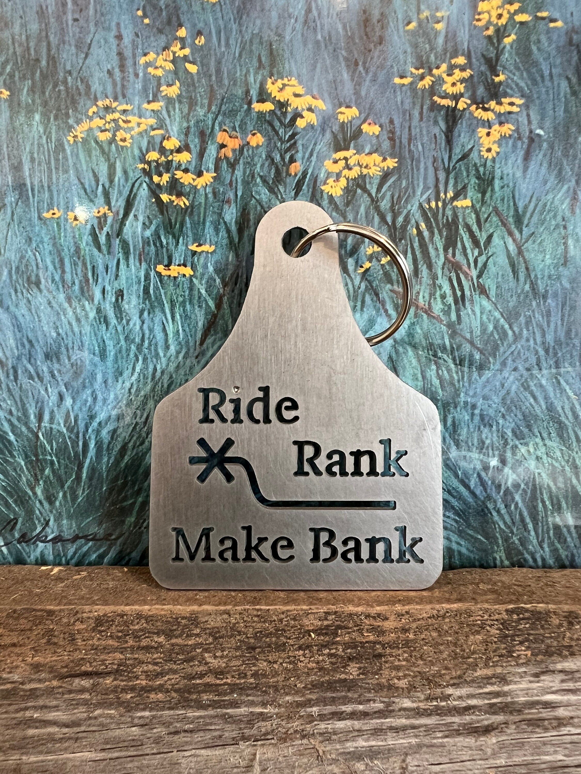 Stainless Steel Large Cattle Ear Tag Key Chain With Cowboy Cutouts - Etsy