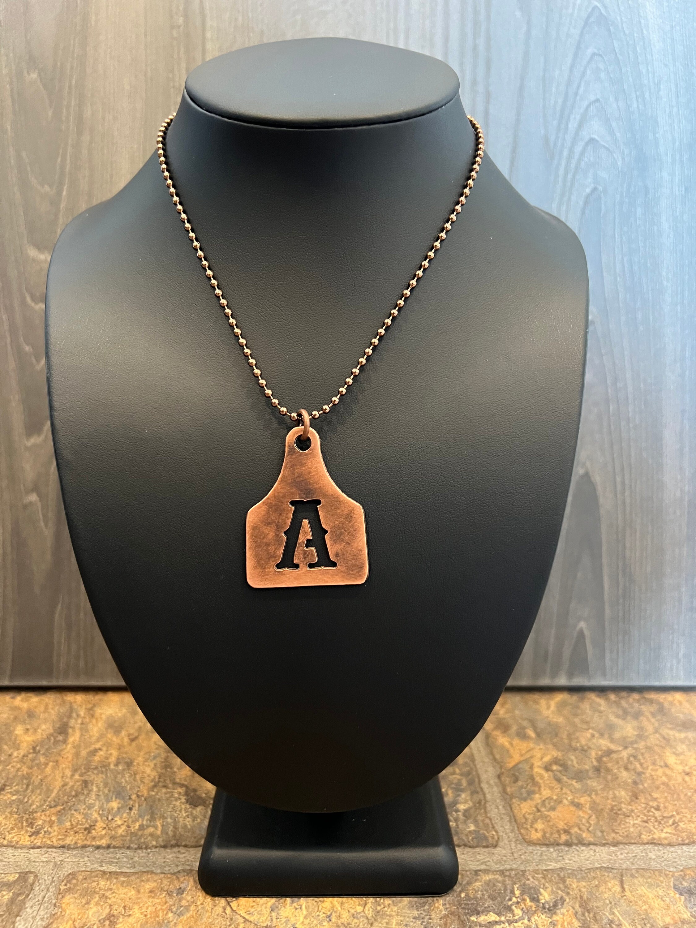 Custom Copper Cow Tag Pendant, Cut Out Monogram Necklace. - Etsy