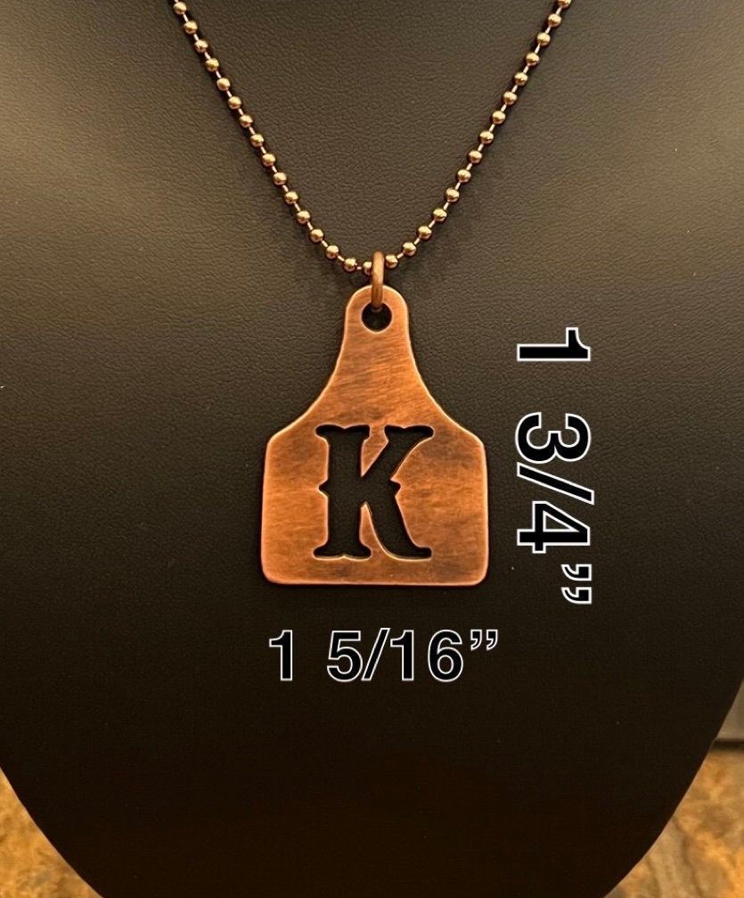 Custom Copper Cow Tag Pendant, Cut Out Monogram Necklace. - Etsy
