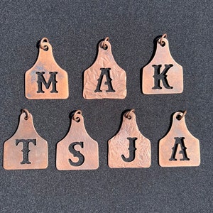 Custom Copper Cow Tag Pendant, Cut Out Monogram Necklace. - Etsy
