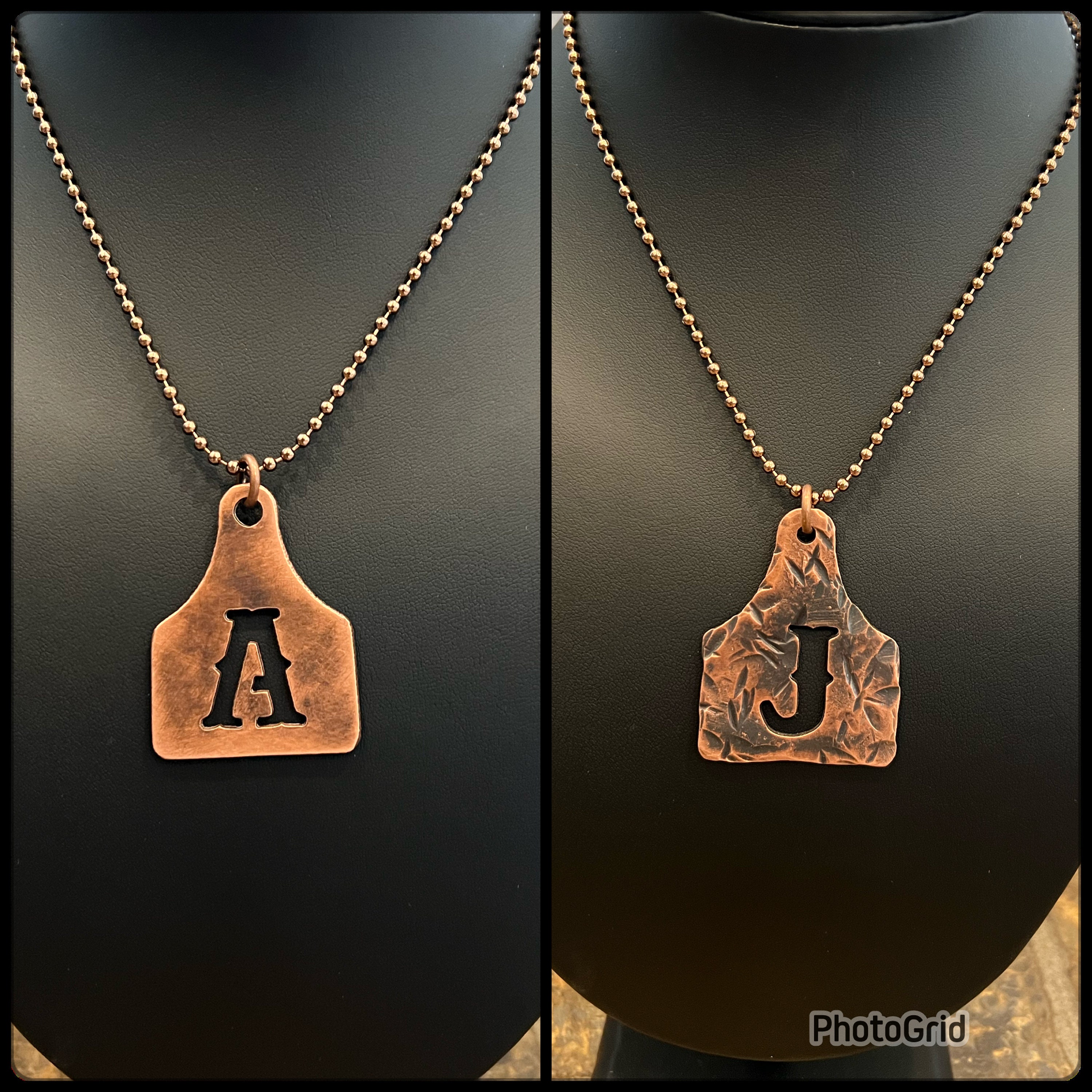 Custom Copper Cow Tag Pendant, Cut Out Monogram Necklace. - Etsy