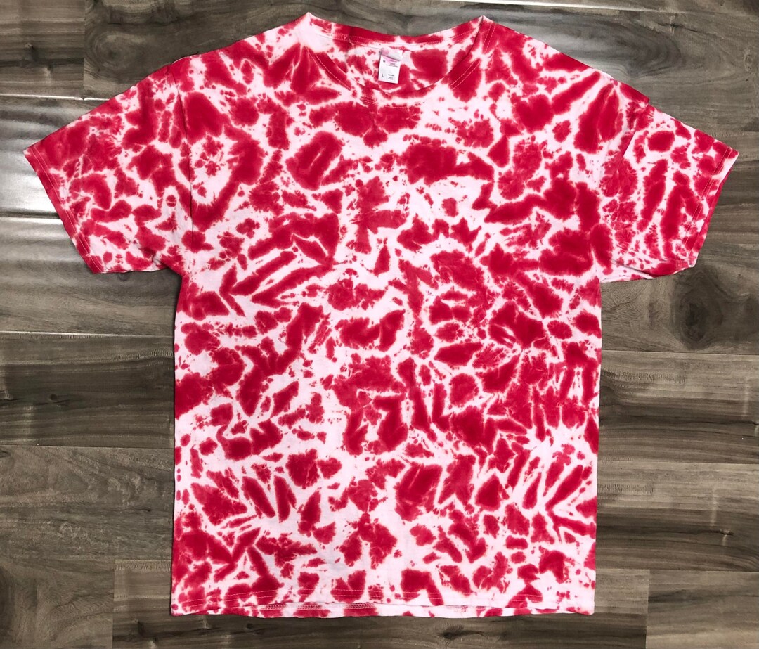 Red N' White Crumple Tie Dye - Large Fruit of the Loom HD Cotton T ...