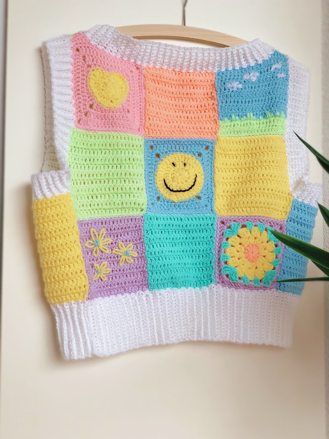 PATTERN Crochet Patchwork Vest / Sweater Vest / Pattern - Etsy Singapore