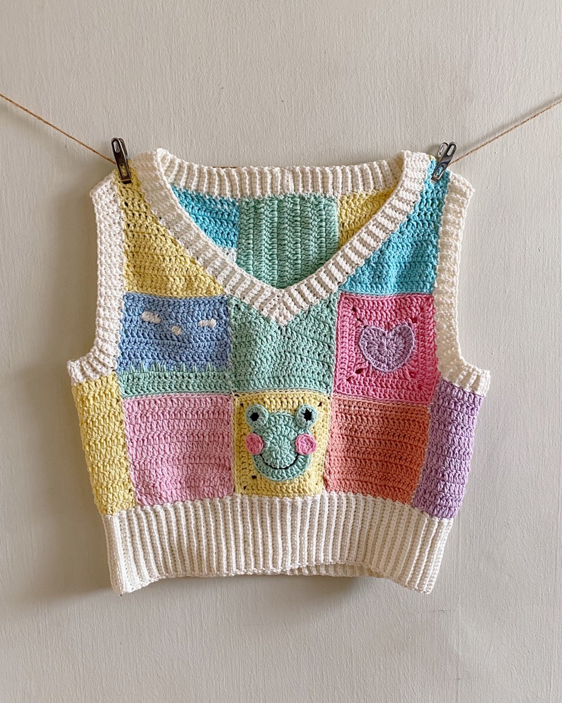 PATTERN Crochet Patchwork Vest / Sweater Vest / Pattern | Etsy