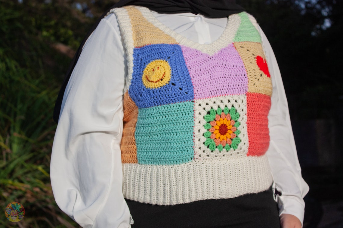 PATTERN Crochet Patchwork Vest / Sweater Vest / Pattern | Etsy