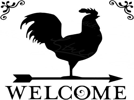 Welcome Rooster Sign - Vinyl Decal - Farmhouse Chicken - Free Shipping ...