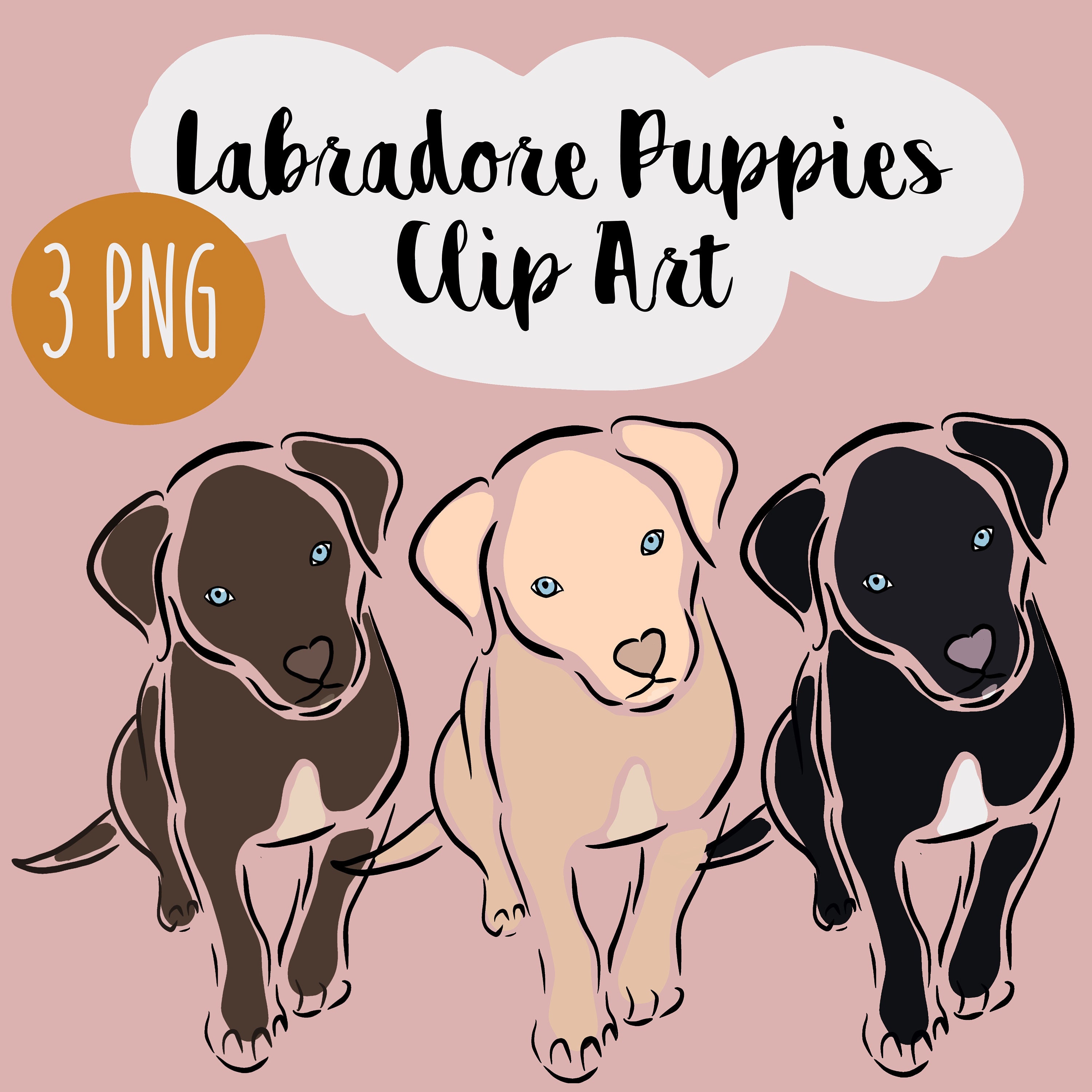 Labrador puppies clipart commercial use Chocolate Lab | Etsy