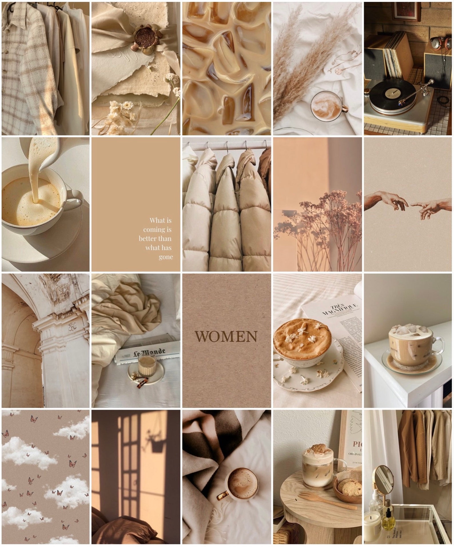 Beige Aesthetic Room Decor, Photo Wall Collage, Beige Room Decor ...